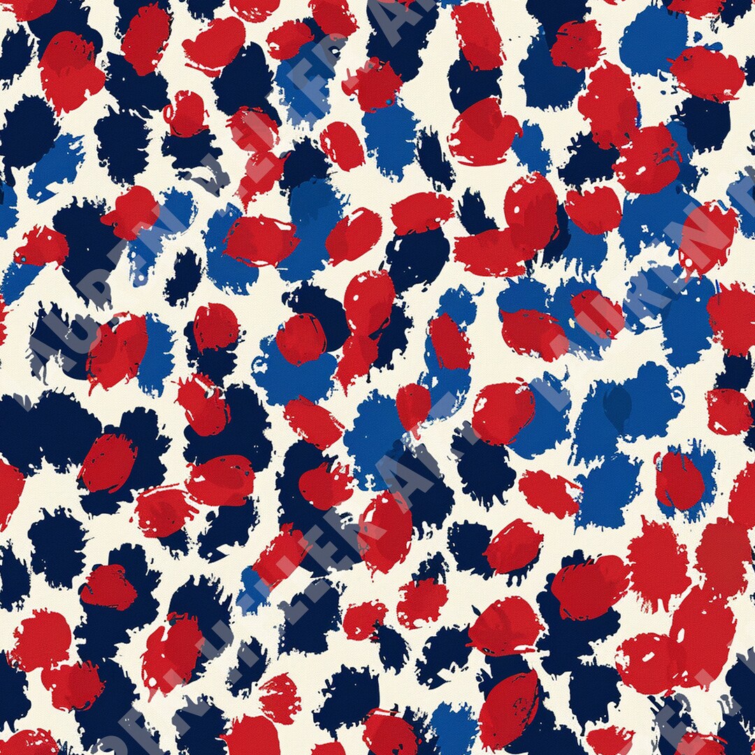 4th of July - Red White and Blue Animal Print - Seamless Repeating ...