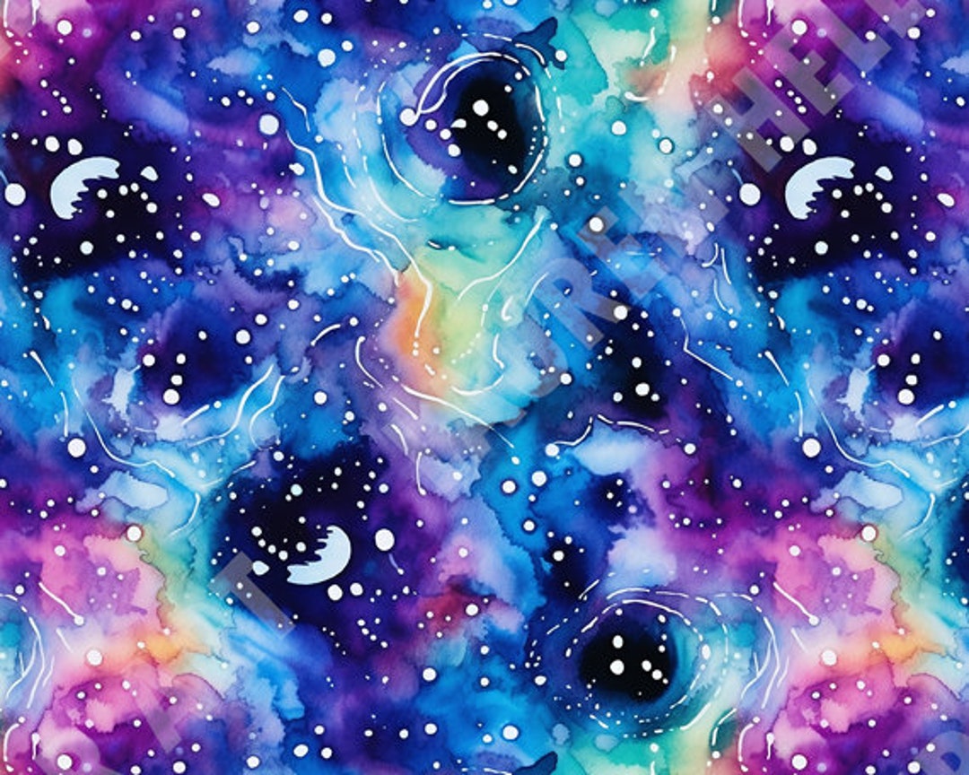 Tie Dye Galaxy Clusters - Seamless, Repeating Pattern - 2 Files, Tiled & Not Tiled - 300 DPI ...