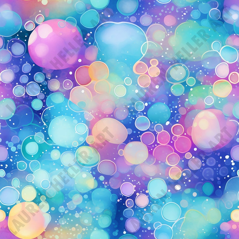 Watercolor Holographic Bubbles - Seamless, Repeating Pattern - 2 Files ...