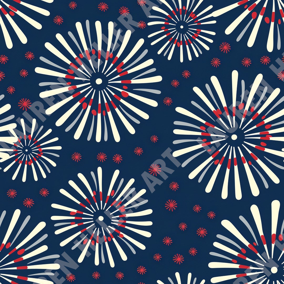 4th of July Red White and Blue Firework Print Seamless Repeating Pattern Repeat Pattern ...