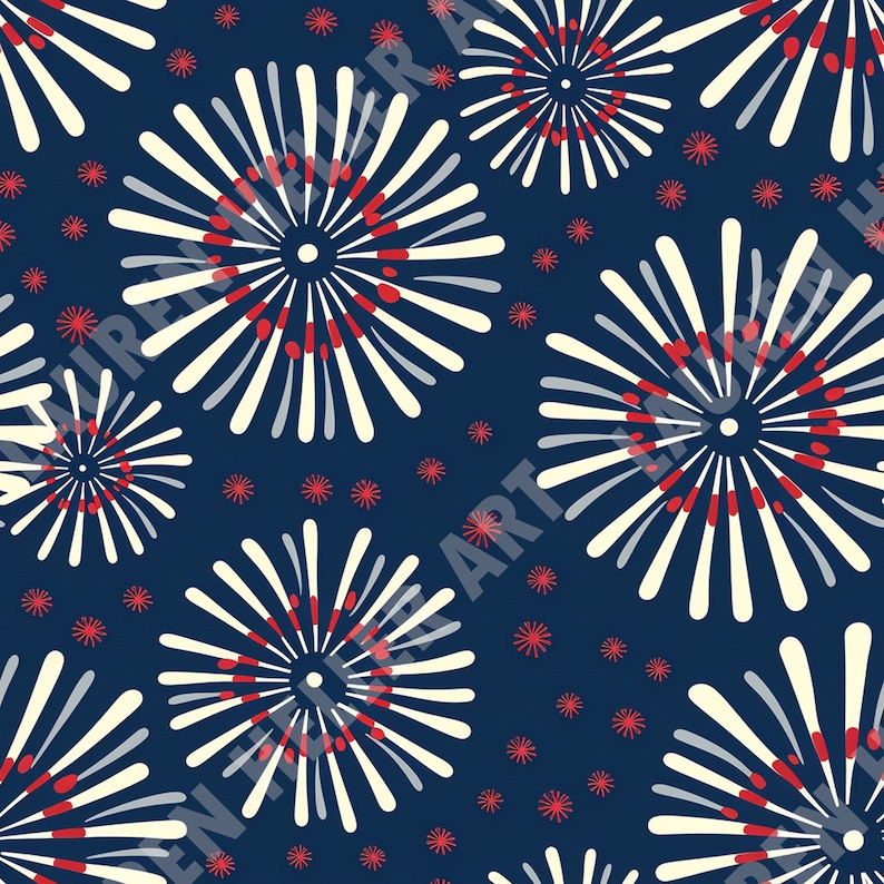 4th of July Red White and Blue Firework Print Seamless Repeating ...