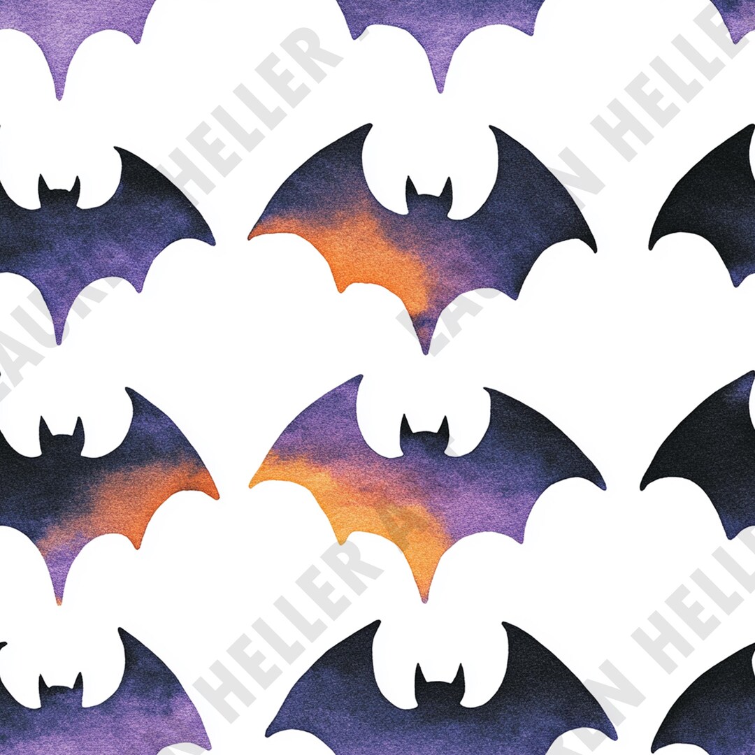 Halloween Watercolor Bats Seamless Repeating Pattern - Etsy