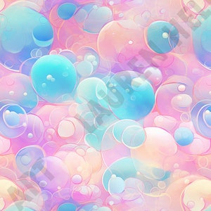 Watercolor Holographic Pastel Bubbles Seamless, Repeating Pattern 2 ...
