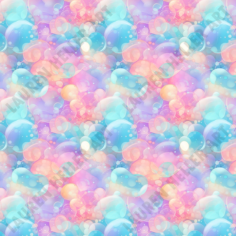 Watercolor Pastel Rainbow Bubbles - Seamless, Repeating Pattern - 2 ...