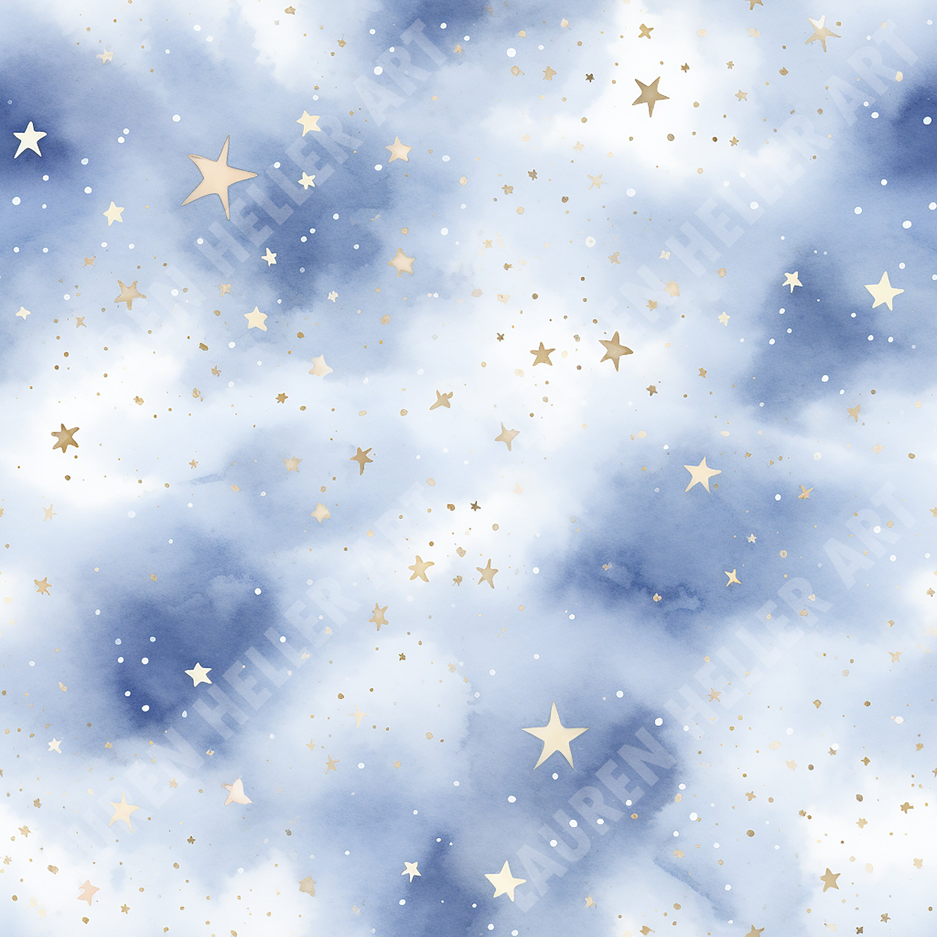 Soft Blue Cloudy Sky Seamless, Repeating Pattern 2 Files, Tiled & Not ...