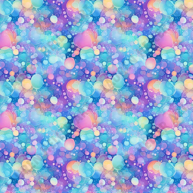 Watercolor Rainbow Bubbles Seamless, Repeating Pattern 2 Files, Tiled ...