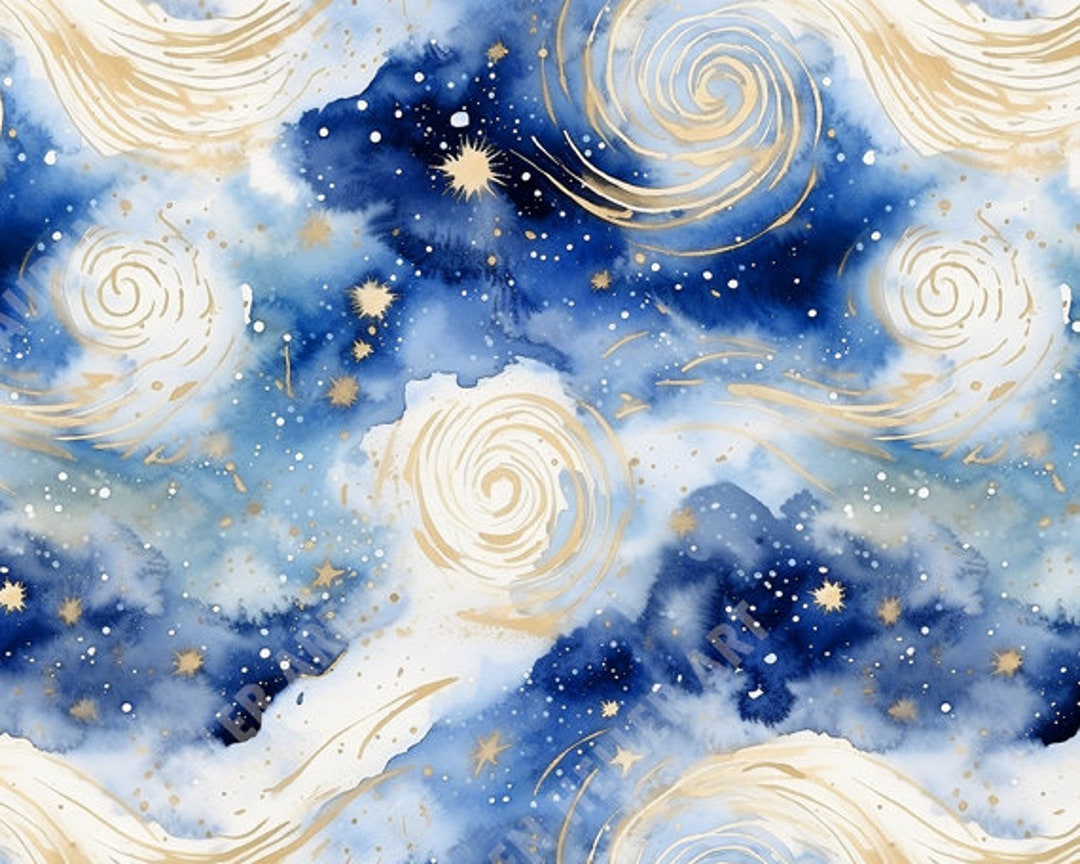 Starry Night Stars and Swirls - Seamless, Repeating Pattern - 2 Files ...