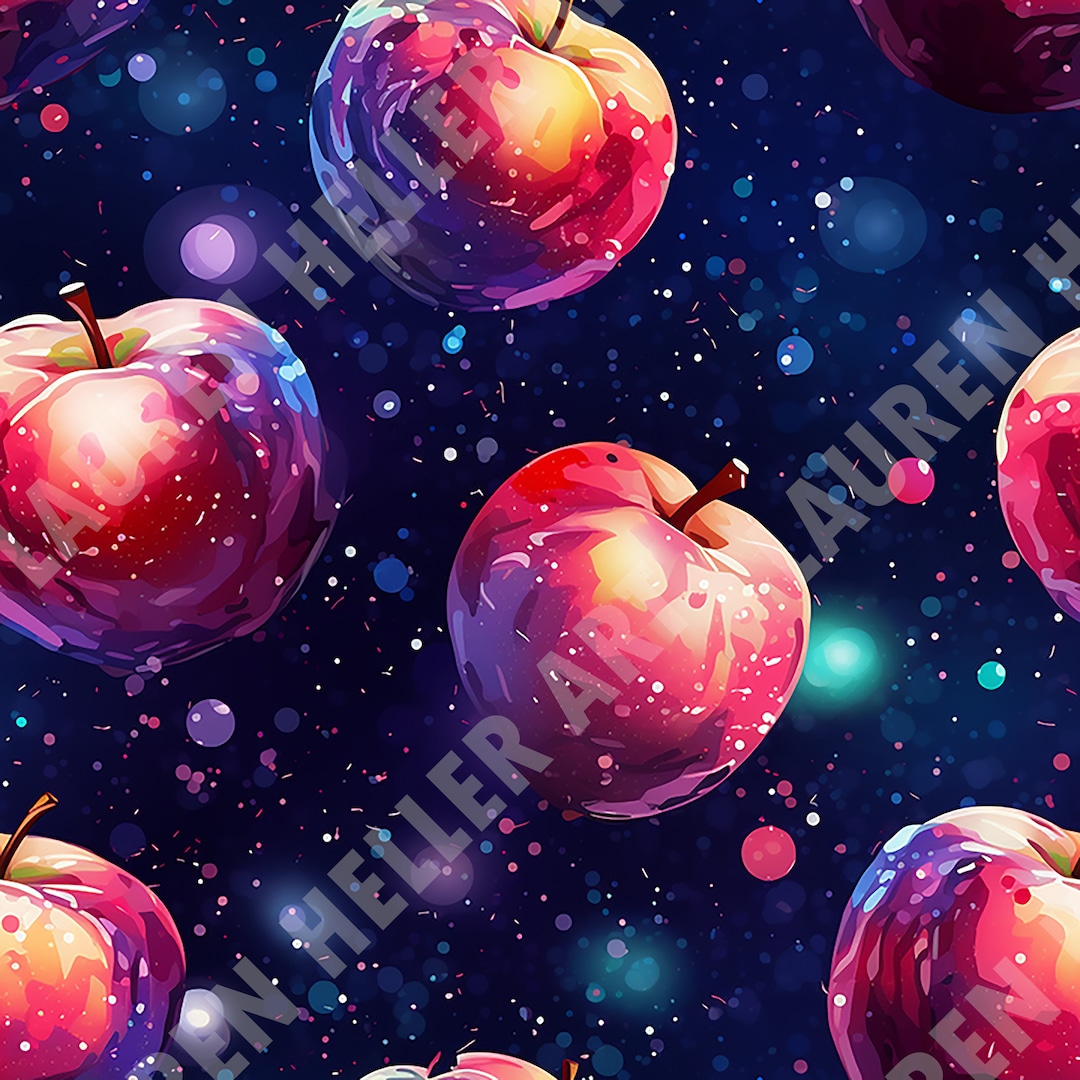 Red Cosmic Apple Seamless Pattern Galaxy Apples Pattern Teacher's Apple ...