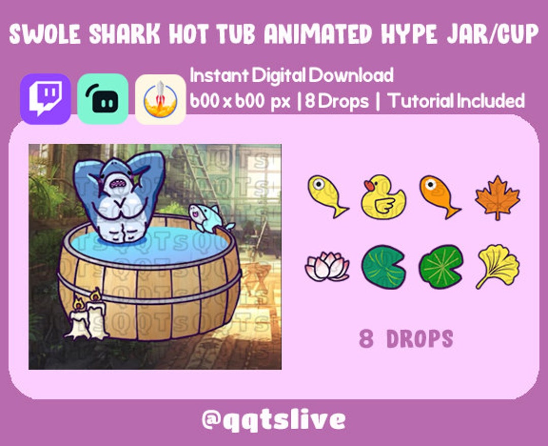 ANIMATED SWOLE SHARK Hot Tub Hype Jar - Stream Tip Cup / Jar - 2 Layers - 8 Bit Options - Set up ...