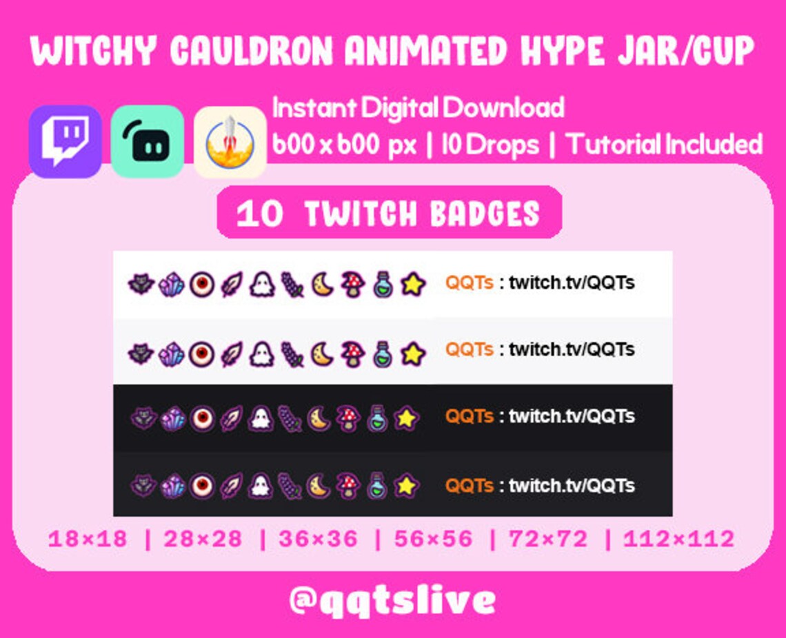 ANIMATED WITCH CAULDRON Twitch Hype Jar - Stream Tip Cup + Sub Badges ...