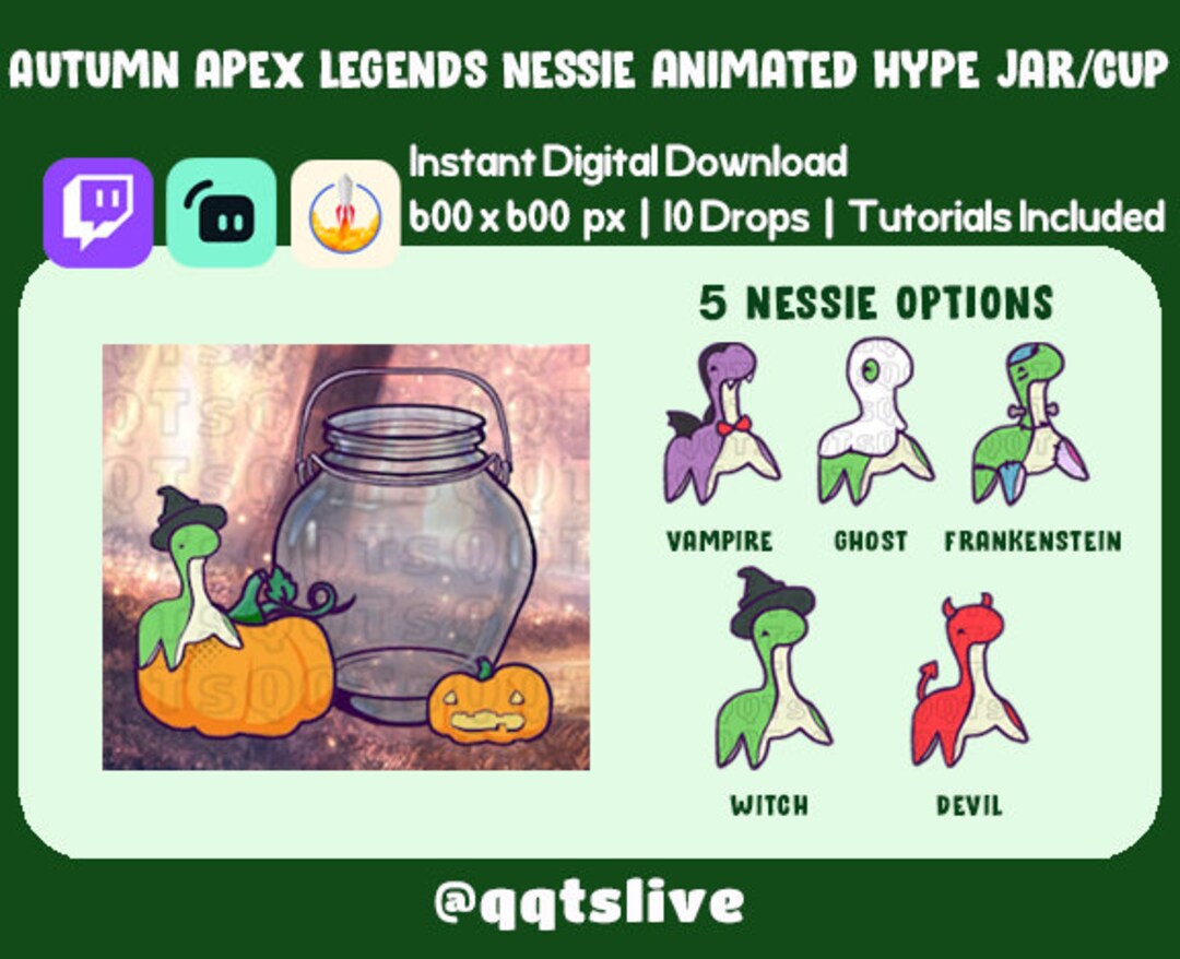 ANIMATED AUTUMN NESSIE Twitch Hype Jar - Stream Tip Cup + Sub Badges ...