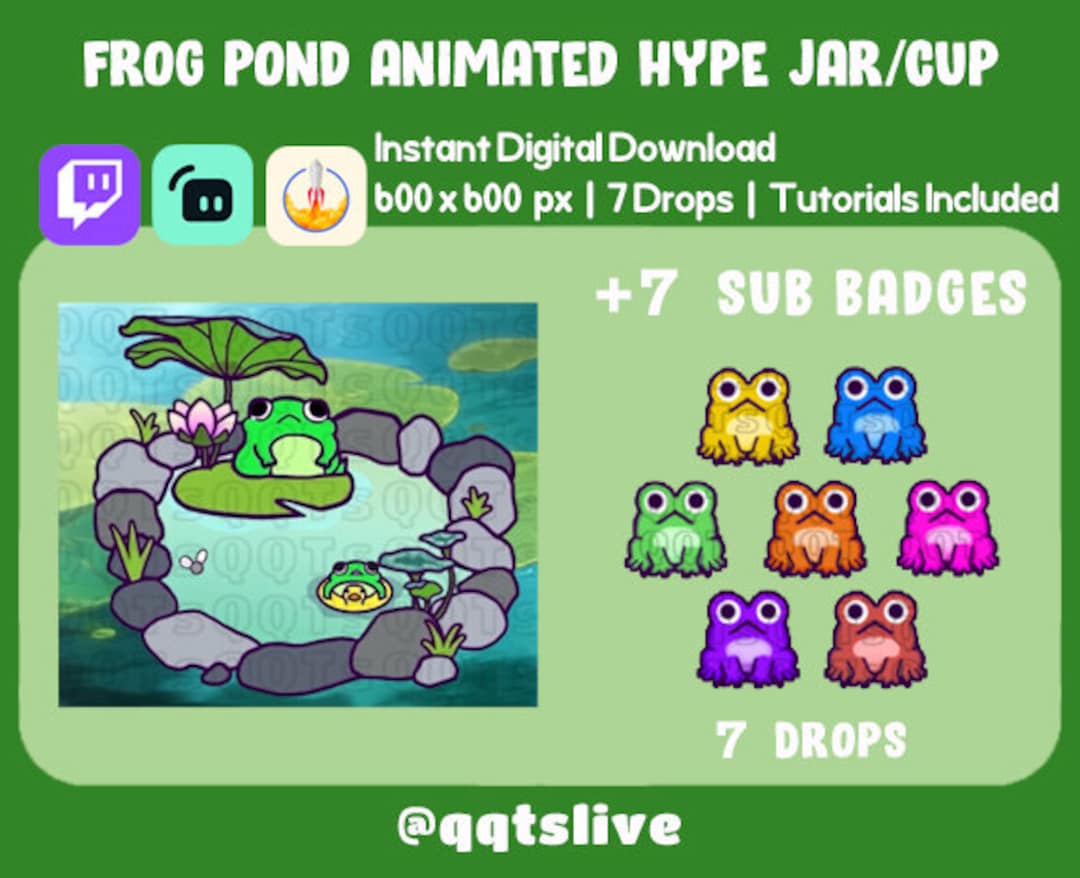 ANIMATED Twitch FROG Hype Jar - Stream Tip Cup + Sub Badges / Jar - 2 ...