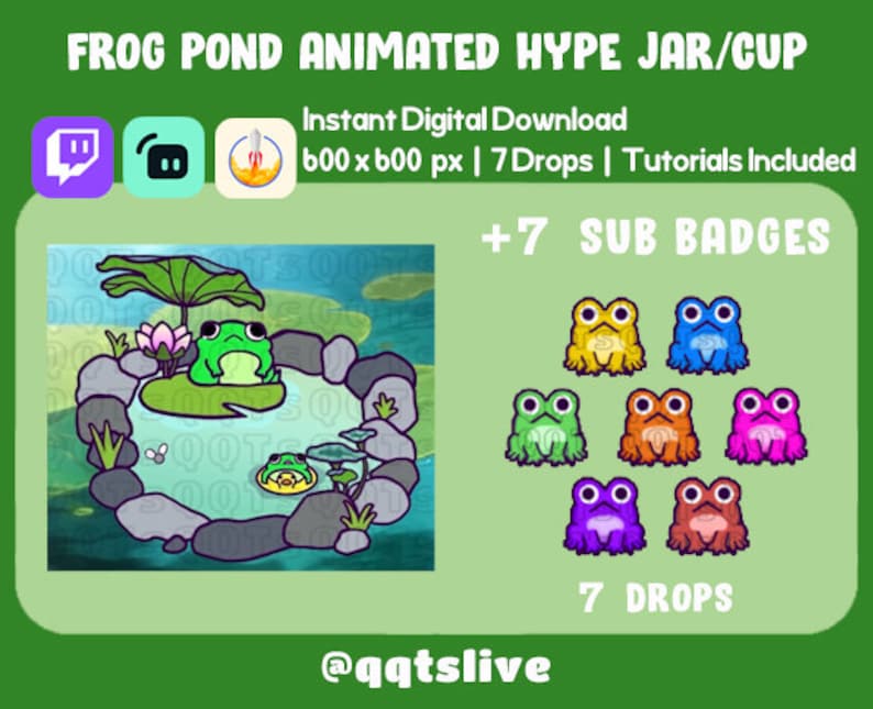 ANIMATED Twitch FROG Hype Jar - Stream Tip Cup + Sub Badges / Jar - 2 ...