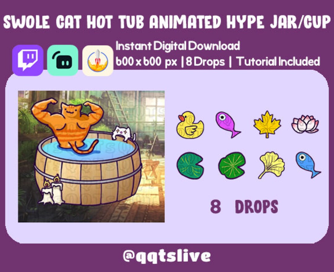 ANIMATED SWOLE CAT Hot Tub Hype Jar - Stream Tip Cup / Jar - 2 Layers ...