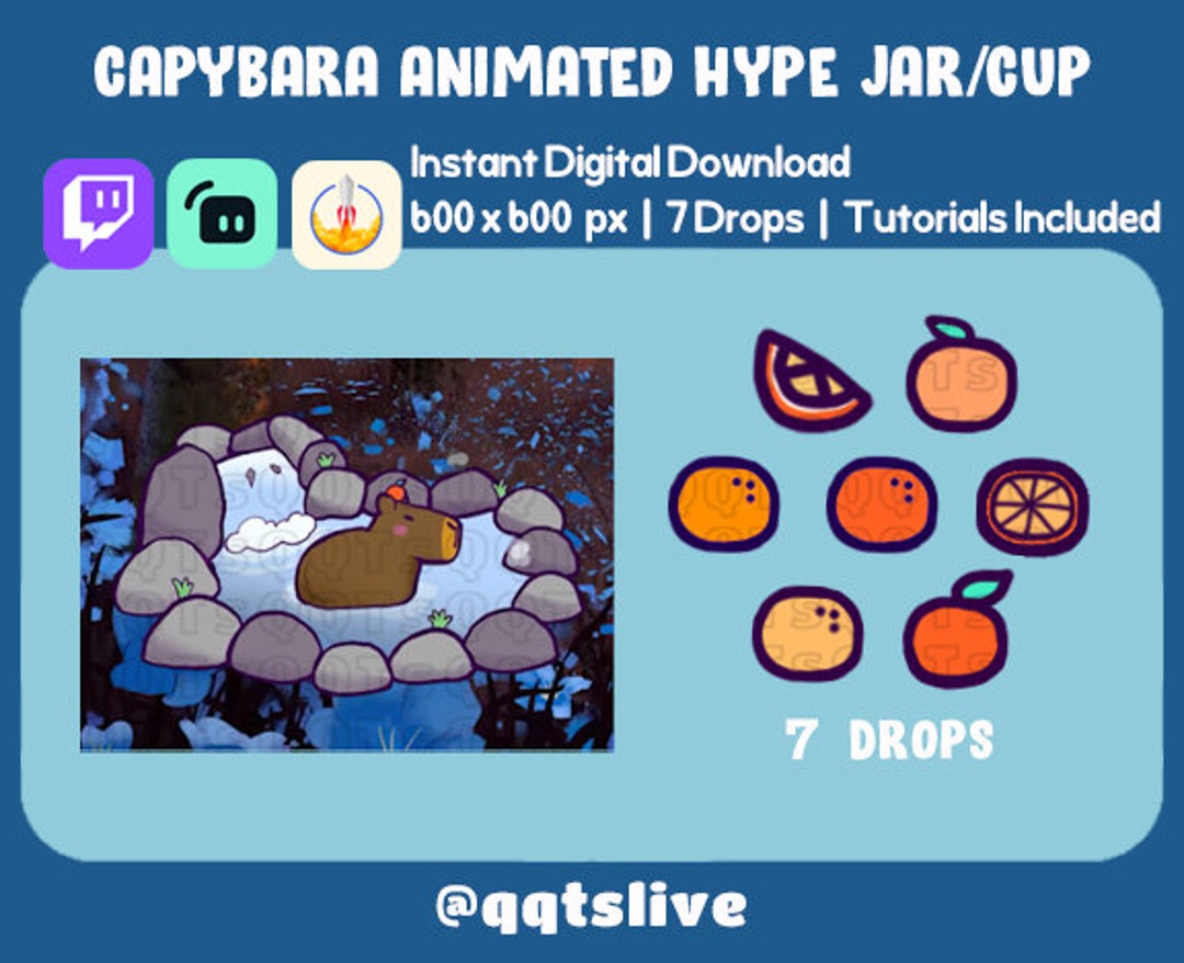 ANIMATED Twitch CAPYBARA Hype Jar - Stream Tip Cup / Jar - 2 Layers - 7 ...