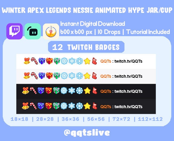 ANIMATED WINTER NESSIE Twitch Hype Jar - Stream Tip Cup+sub Badges/2 Layers - 5 Outfit/prop ...