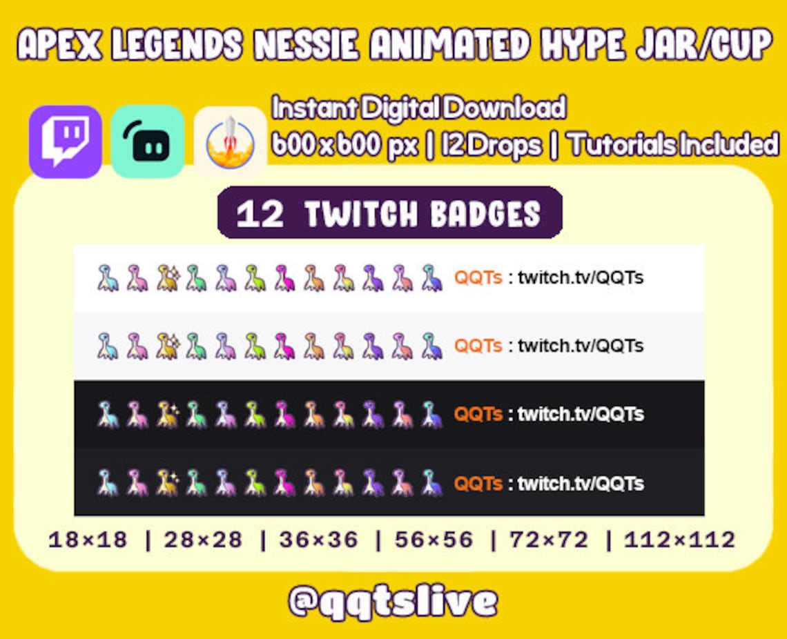 ANIMATED SUMMER NESSIE Twitch Hype Jar - Stream Tip Cup + Sub Badges ...