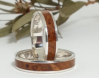 Juniper Ring Wood and Sterling Silver Ring 2.5mm Thin / Wood - Etsy