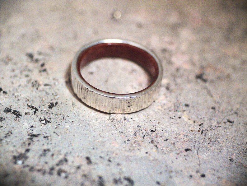 Briar Root Wood and Silver Sterling Ring . Martele Brushed. - Etsy