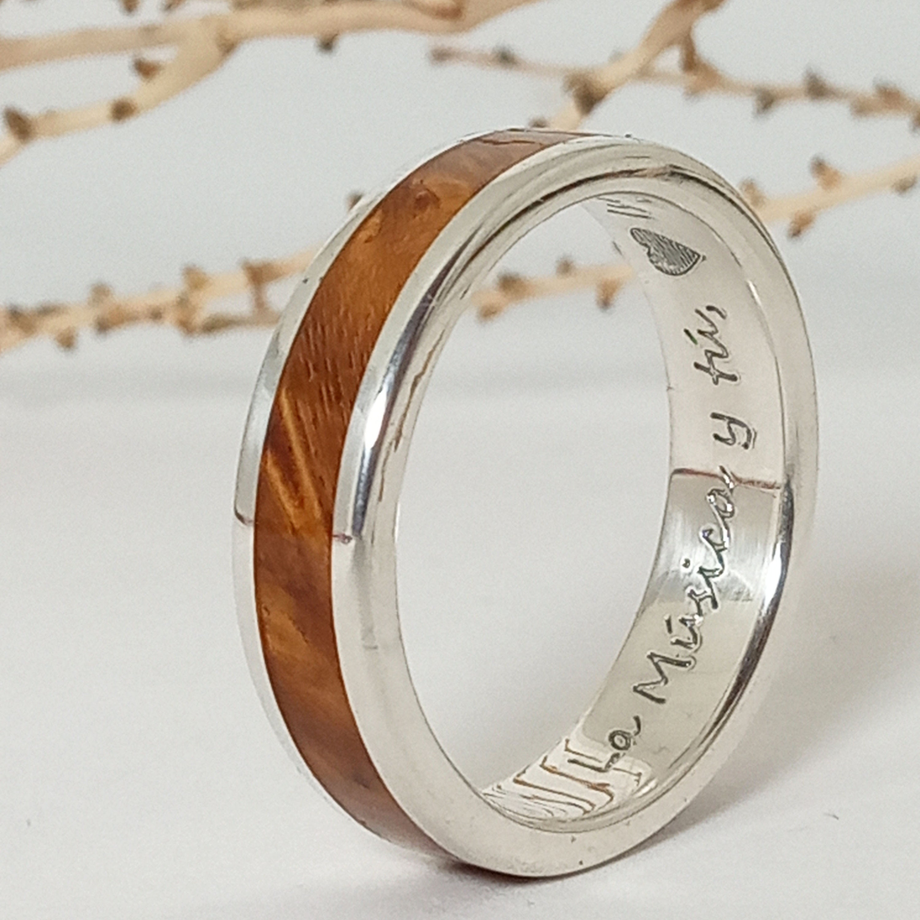 Wooden Silver Weding Rings Ideas original wedding ring with | Etsy