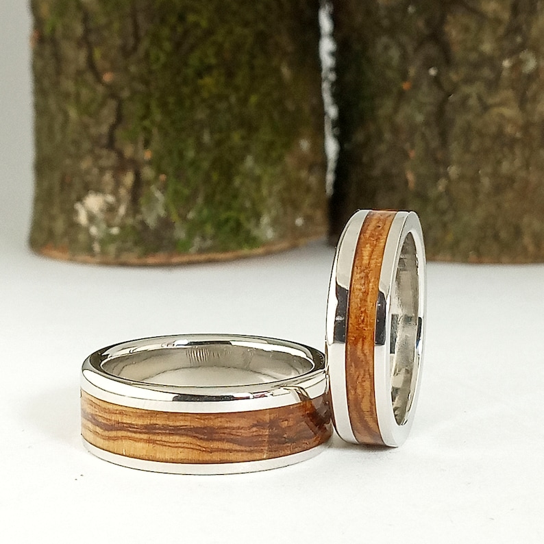 Wooden Silver Weding Rings Ideas original wedding ring with | Etsy
