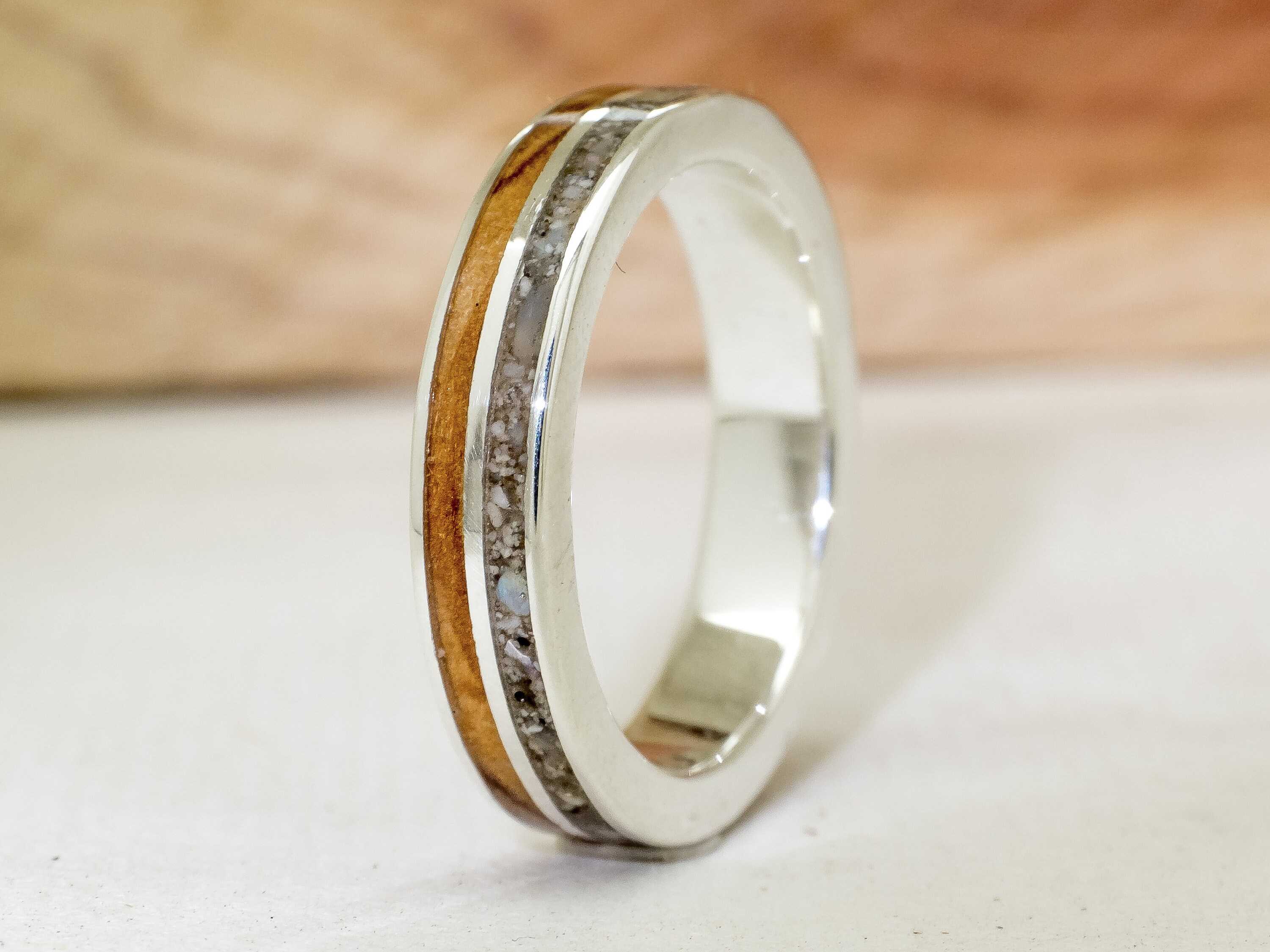 Diamond Silver Ring, Sand and Olive - Engagement Ring - Diamond Silver ...