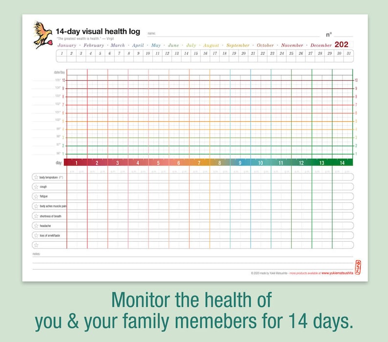 14-day Visual Health Log - Etsy