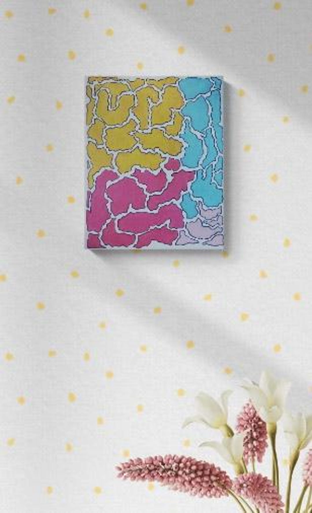Abstract Art Blue Pink Gold Puzzle Undone Acrylic on Stretched Canvas 8 ...