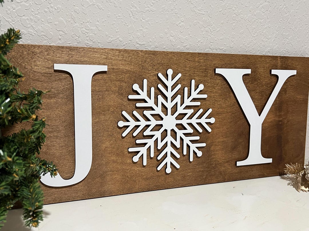 Snowflake Joy Sign, Farmhouse Holiday Decor, Winter Snowflakes Signs ...