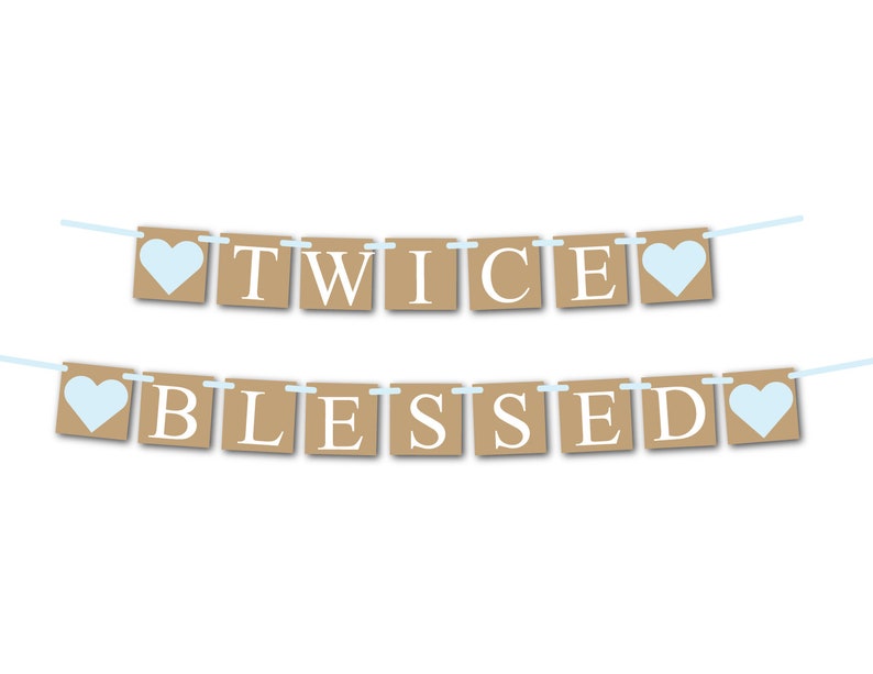 Printable Twice Blessed Banner Rainbow Printable Baby Shower - Etsy