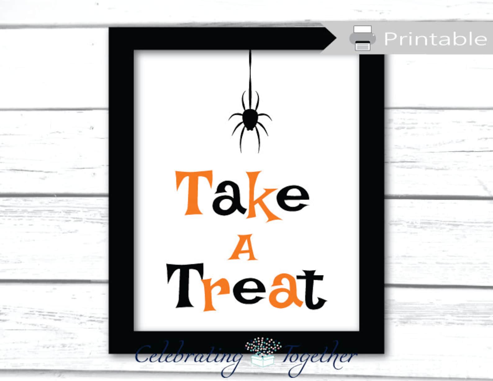Printable Take a Treat Sign DIY Happy Halloween Decor | Etsy