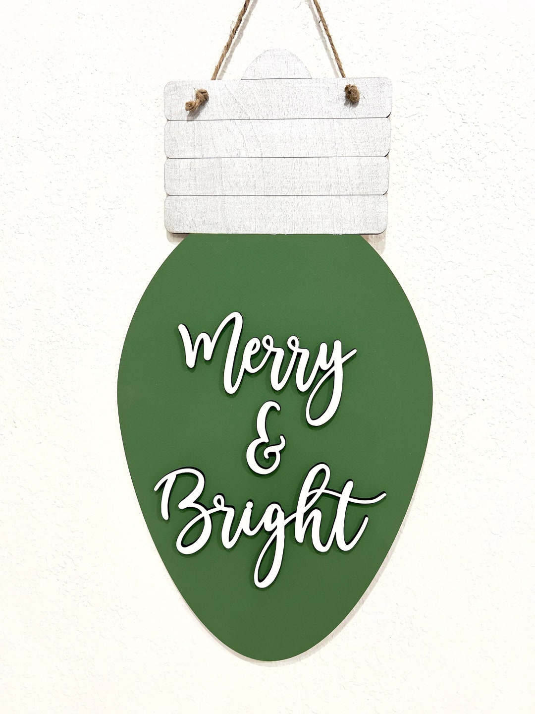 Merry & Bright Sign, C9 Lightbulb Holiday Decor, Country Winter Signs ...