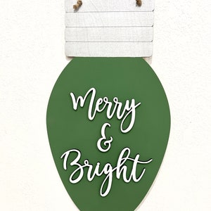 Merry & Bright Sign, C9 Lightbulb Holiday Decor, Country Winter Signs ...