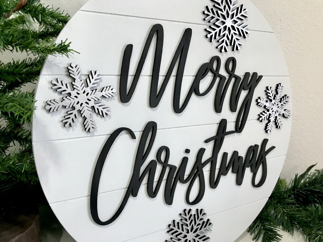 Merry Christmas Sign, Christmas Decorations, 3D Holiday Decor, Shiplap ...