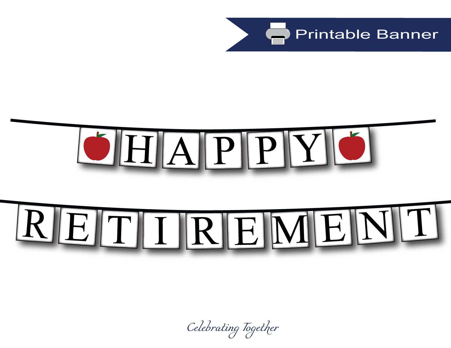 Printable Happy Retirement Banner Red Apple School Teacher - Etsy Canada