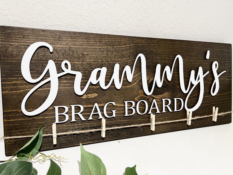Nana's Brag Board Sign, Wood Sign for Grandparents, Rustic Home Decor ...