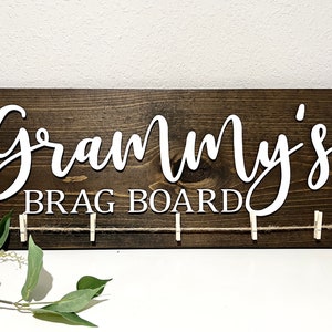 Grammy's Brag Board Sign, Wood Sign for Grandparents, Rustic Home Decor ...