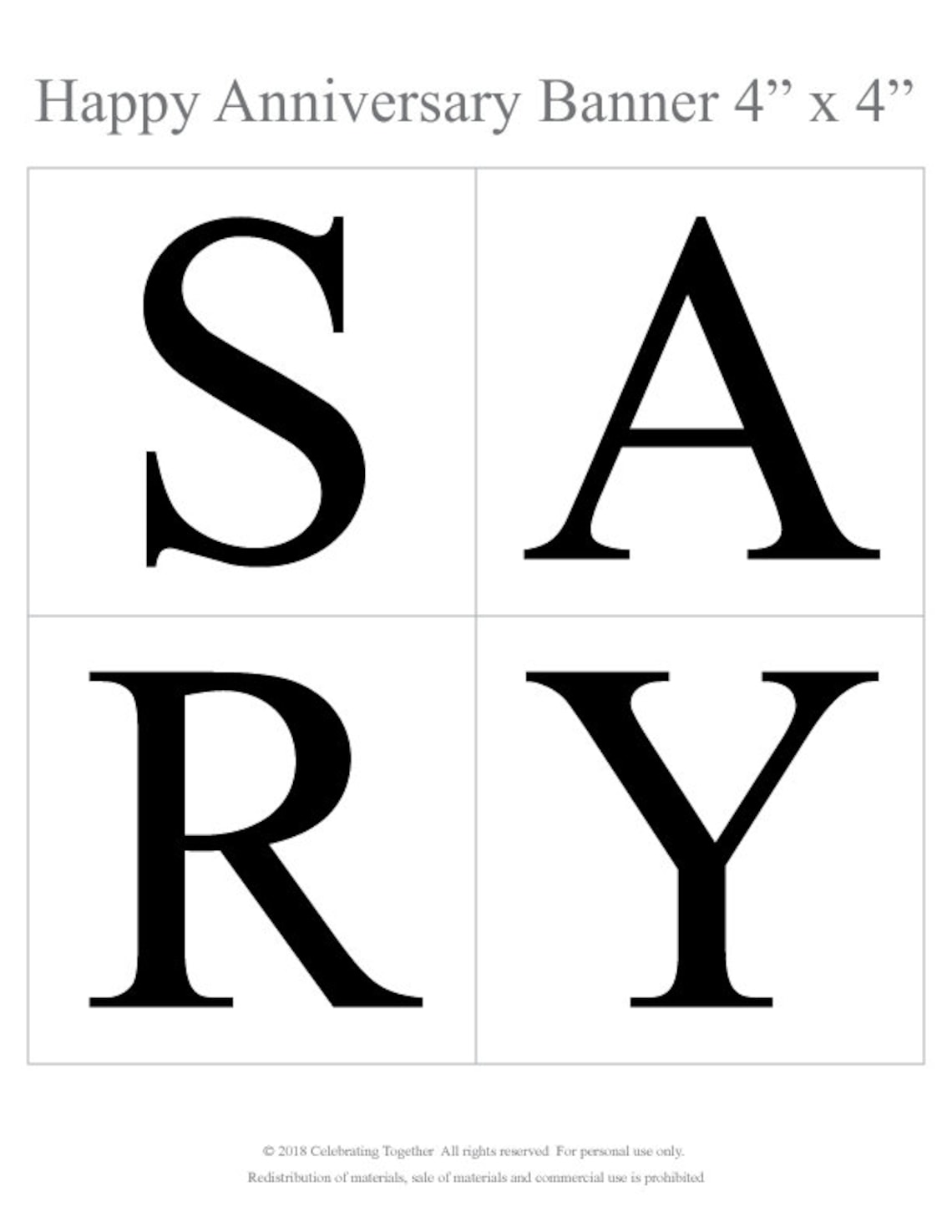 PRINTABLE Happy Anniversary Banner, Printable Party Decorations ...