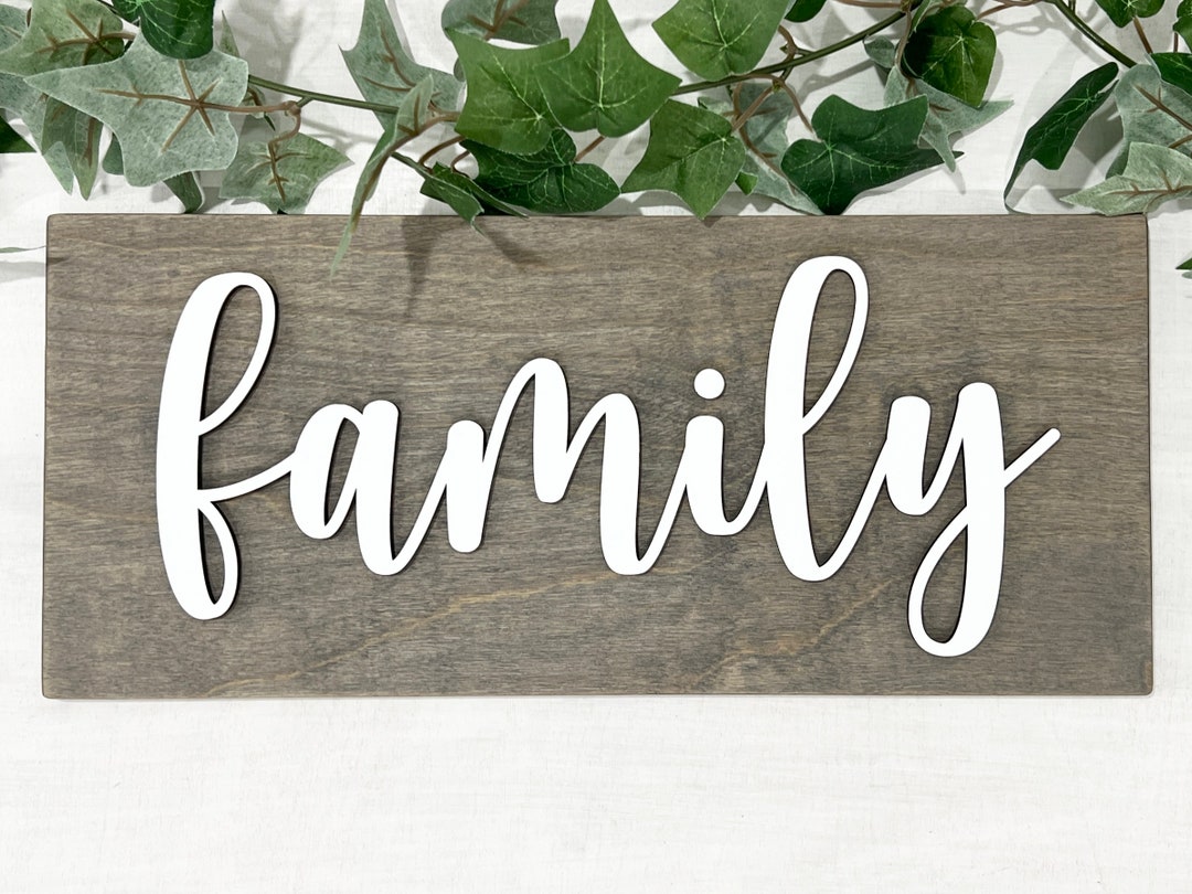 Wooden Family Sign, Rustic Home Decor, 3D Kitchen Dining Room Wall Art ...