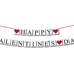 PRINTABLE Happy Valentine's Day Banner, Digital Download Heart Vday ...