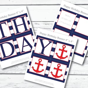 Printable Nautical Birthday Banner, Instant Download Happy Birthday ...