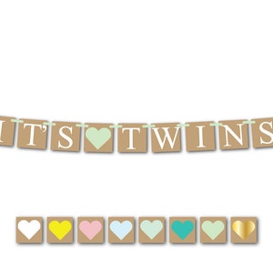 Printable Its Twins Banner, Rainbow Printable Baby Shower Decorations ...