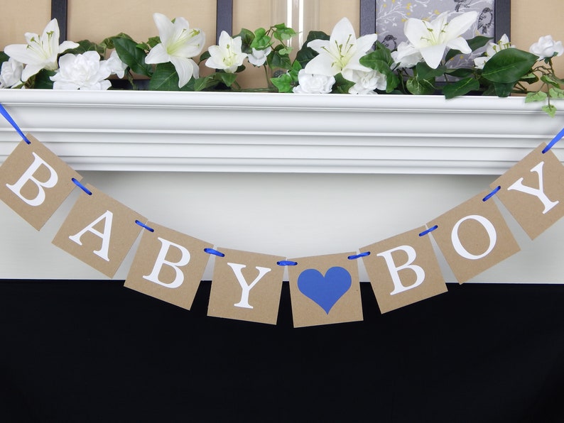 Baby Boy Banner Rustic Baby Shower Decorations Navy Blue Its - Etsy