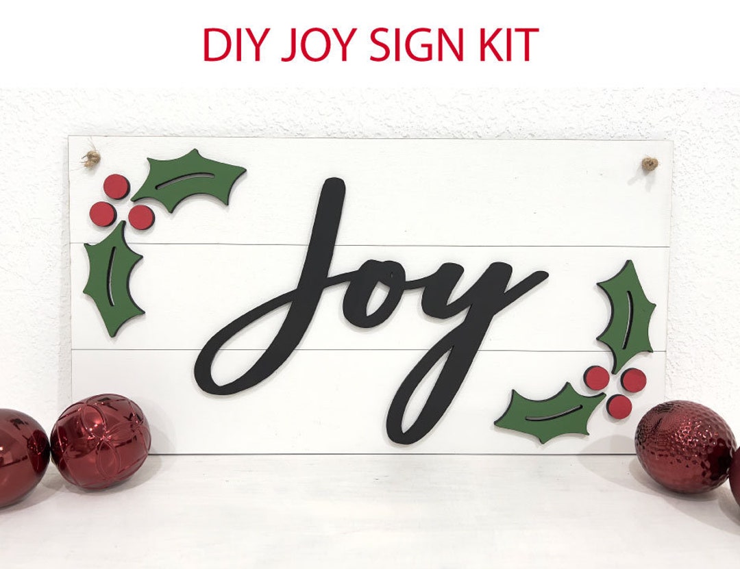 Joy Sign Kit, DIY Holiday Crafts, Holly Leaves Sign Making Supplies ...