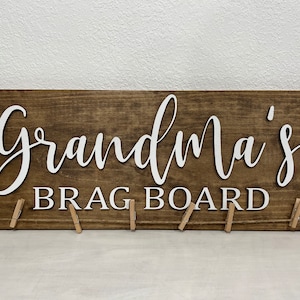 3D Grandma's Brag Board Sign, Wood Signs for Grandparents, Rustic Home ...