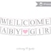 Printable Welcome Baby Girl Banner, Pink and Gray Baby Shower ...