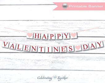PRINTABLE Happy Valentine's Day Banner Digital Download | Etsy
