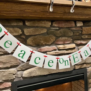 Peace on Earth Banner, Peace Holiday Sign, Christmas Fireplace Holiday ...