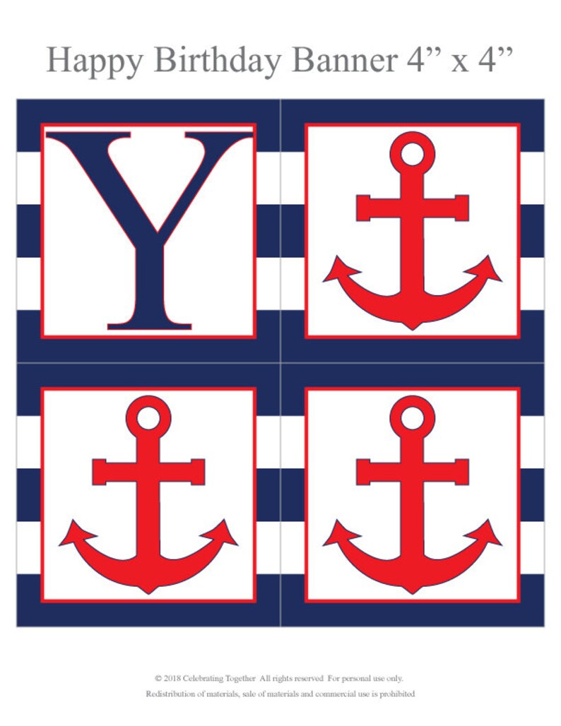 Printable Nautical Birthday Banner Instant Download Happy - Etsy