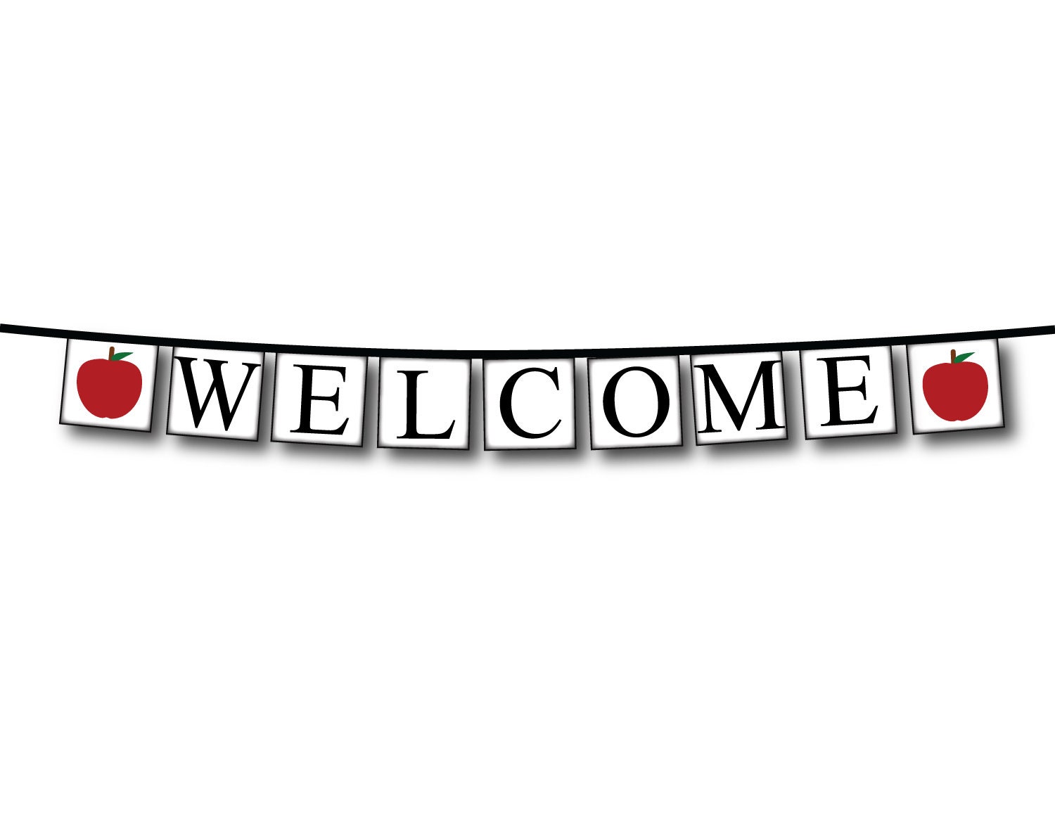 Printable Welcome Back Banner, Red Apple School Teacher Banner, Back to ...